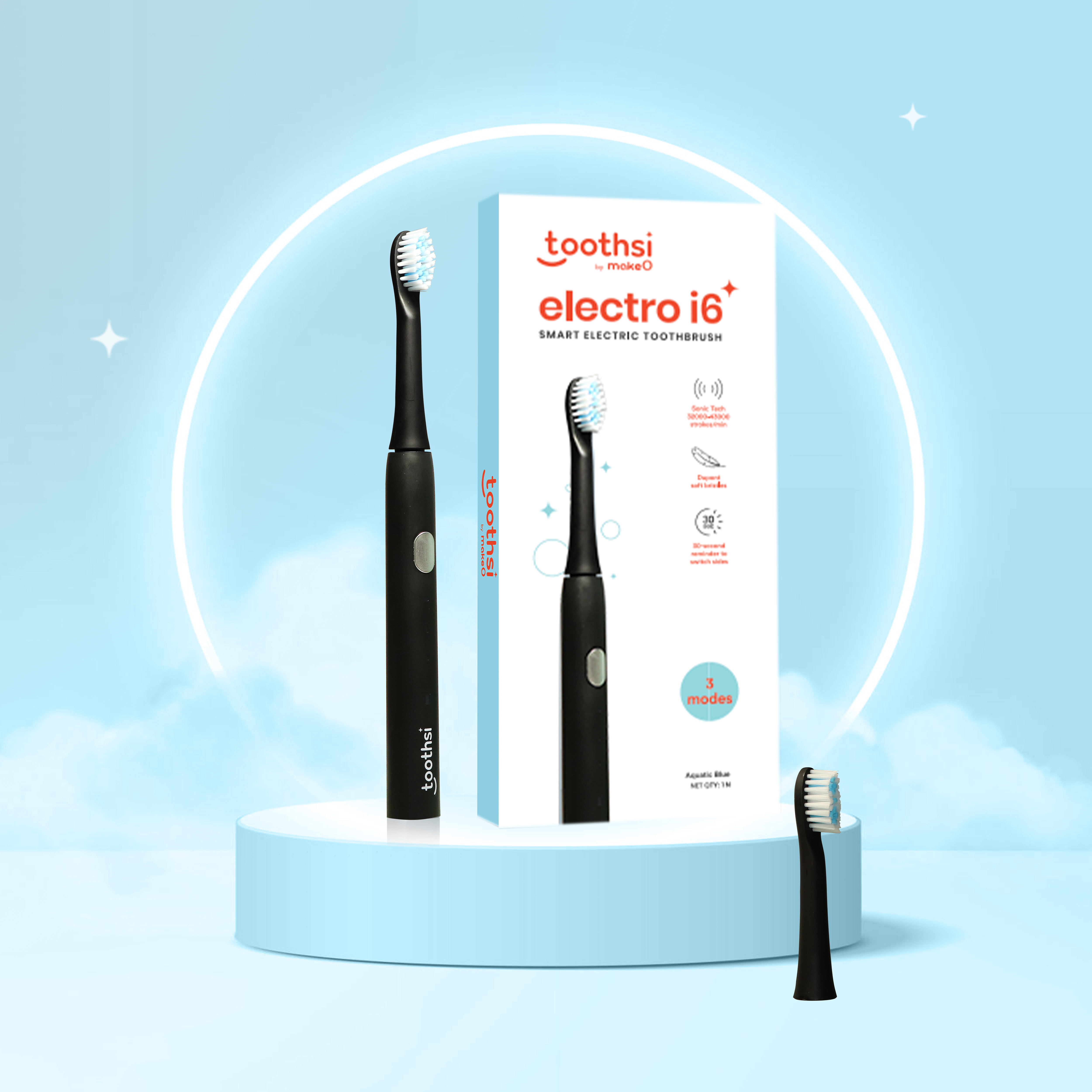 Toothsi Electro i6 | Smart Electric Toothbrush | Charcoal Black - makeO ...